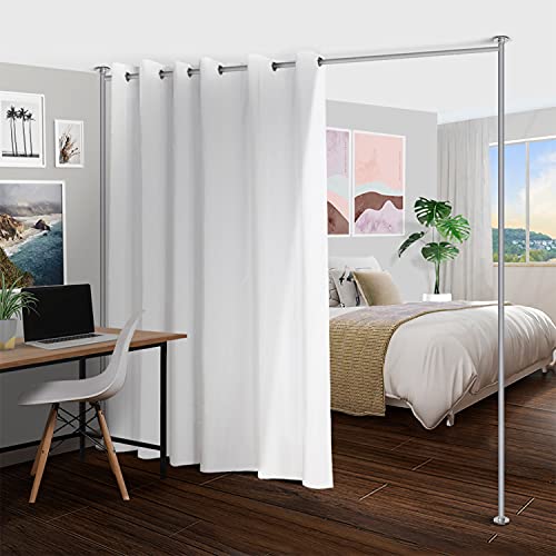 Room/Dividers/Now Zenfinit Curtain Divider Stand - Freestanding Vertical Room Dividers Stand for Room Separation - Self-Standing Divider for Privacy - Medium, 4 Ft x 6 Ft x 8 Inches Wide, Silver
