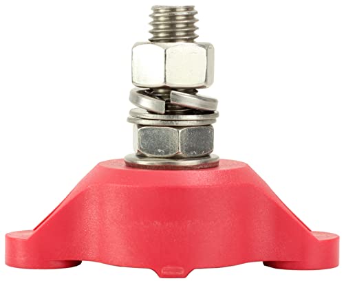 Fastronix 1/2" Heavy Duty Stainless Steel Single Stud Power and Ground Junction Block with Red and Black