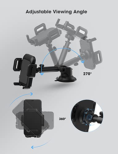 VSSMSSA Phone Mount for Car,Car Phone Holder Mount with Strong Suction Cup Dashboard Windshield Phone Mount Compatible with iPhone 14 13 12 11 Pro Max, Galaxy Note 20 S20 S10 and More
