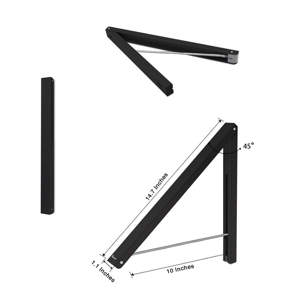 Anjuer Laundry Room Clothes Rack - Wall Mounted Retractable Folding Clothes Hanger Drying Rack for Laundry Room Closet Storage Organization, Aluminum, Easy Installation (Black)