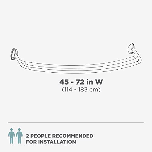 Zenna Home Rustproof Double Curved Shower Curtain Rod, Adjustable Double Shower Rod, 45" to 72", Expandable, NeverRust, Wall Mounted, Bronze