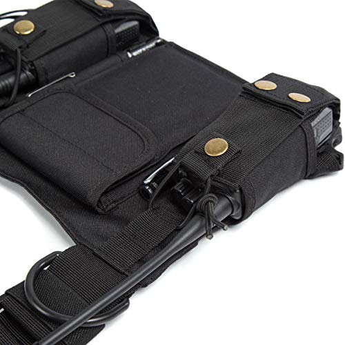 Radio Shoulder Holster Chest Harness Holder Vest Rig for Two Way Radio Chest Front Pack Pouch Walkie Talkie Case with Front Pouches for Kenwood Arcshell Retevis Baofeng UV-5R F8HP UV-82 888S (Black)