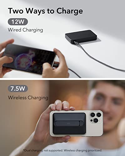 ESR MagSafe Battery Pack (HaloLock), 5,000mAh MagSafe Power Bank with USB-C Cable, Mini Kickstand Magnetic Wireless Power Bank for iPhone 14/13/12 Series, MagSafe Portable Charger, Black