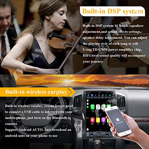 ZWNAV 16 inch Tesla Style Touch Screen Android Radio for Toyota Land Cruiser 200 LC200 2008-2015 Car Stereo Replacement Head Unit 2 din GPS Navigation Multimedia Player(with OEM 360 CAM 4GB 64GB)