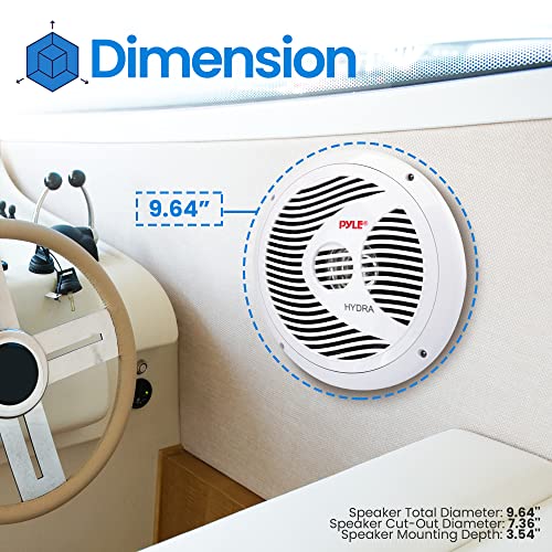 Pyle 8β Dual Marine Speakers - 180W Waterproof, PP Cone w/Rubber Surround, Boat Truck Mobile or Off-Road Speaker (White)