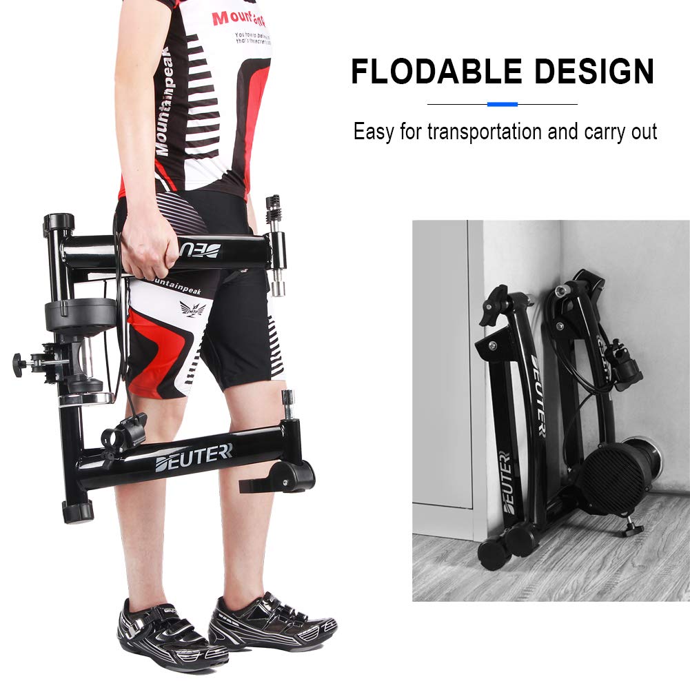 Bike Trainer, Magnetic Bicycle Stationary Stand for Indoor Exercise Riding, 26-29" & 700C Wheels, Quick Release Skewer & Front Wheel Riser Block Included