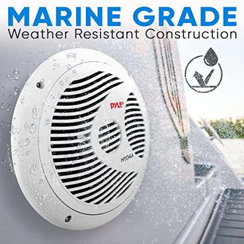 Pyle 8β Dual Marine Speakers - 180W Waterproof, PP Cone w/Rubber Surround, Boat Truck Mobile or Off-Road Speaker (White)