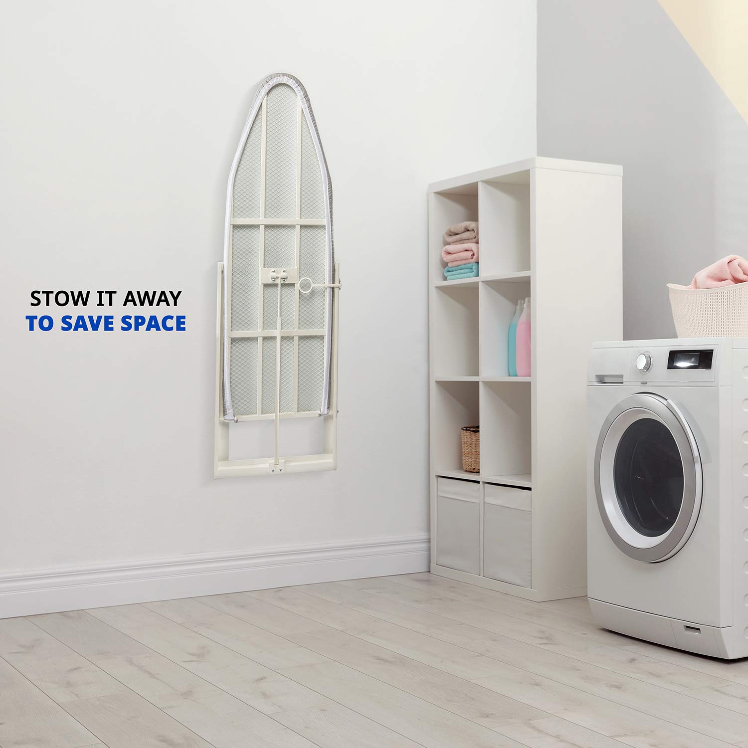 Ivation Wall-Mounted Ironing Board | Foldable 36.2β x 12.2β Ironing Station for Home, Apartment & Small Spaces | Sturdy Folding Board, Easy-Release Lever, Removable Cotton Cover & Mounting Hardware