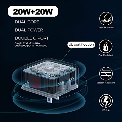 iPhone Charger Fast Charging, 40W Dual USB C Wall Charger [MFi Certified] 2Pack Super Quick Double Port Apple Charger with 10FT Long Lightning Cable for iPhone 14/14 Pro/14 Pro Max/14 Plus/13/12/11/X