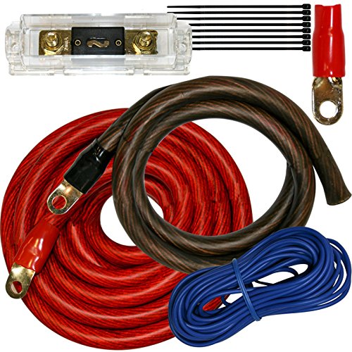 0 Gauge Amplfier Power Kit for Amp Install Wiring 1/0 Ga Cables 4500W 200 ANL