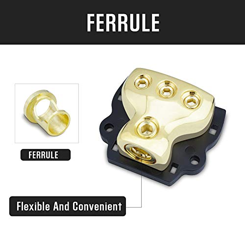 LEIGESAUDIO 0/2/4 Gauge in 4/8/10 Gauge Out Copper Amp Power Distribution Block for Car Audio Splitter (3 Way)