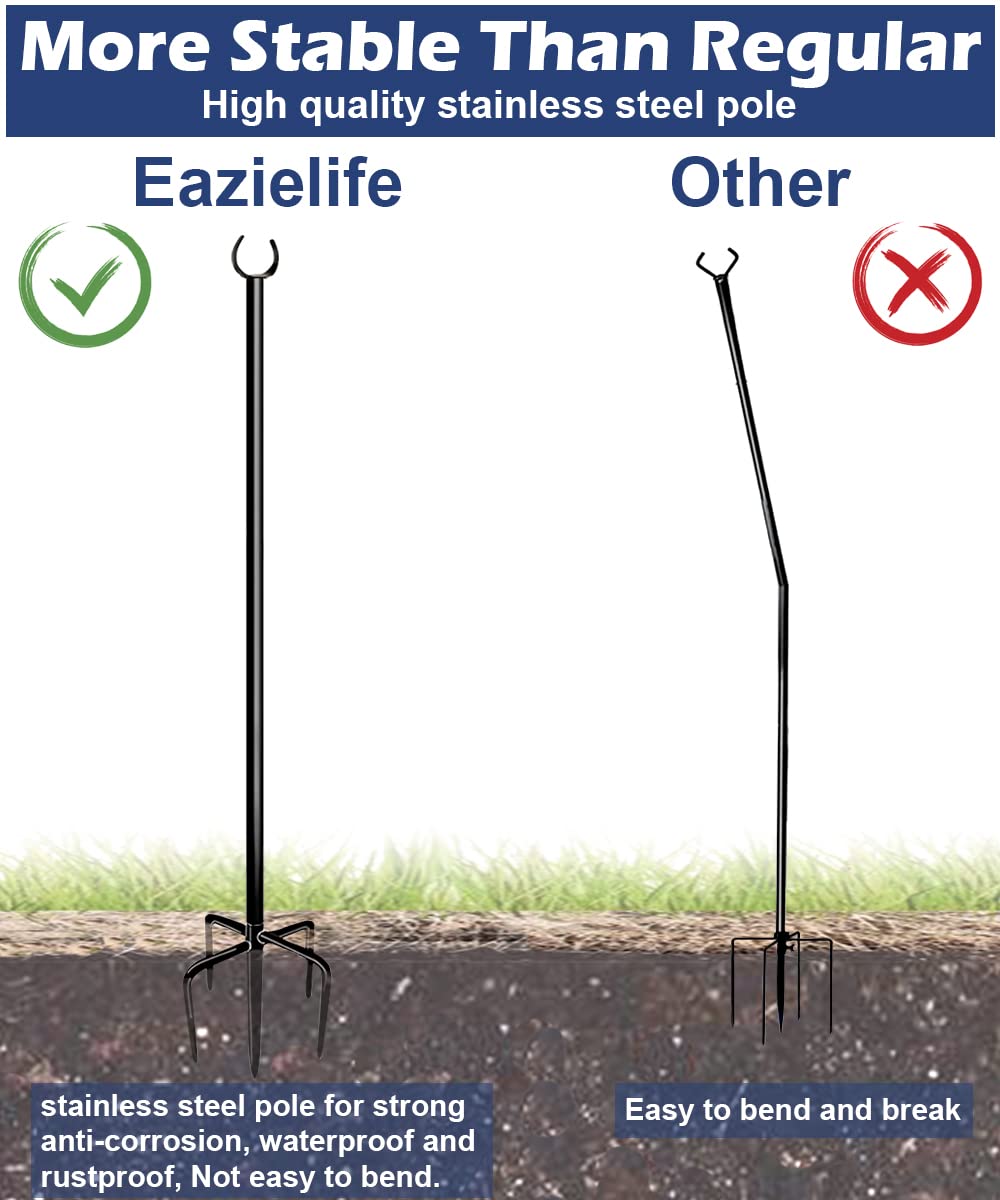 Eazielife 10FT String Light Pole for Outdoor, Heavy Duty Metal Lighting Stand Pole for Garden Lawn Backyard Patio Holiday Wedding Party Decorations (1 Pack)