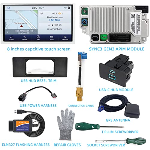 ZAORD 2022 Ford SYNC 2 to SYNC 3 Upgrade Kit for Ford 2011-2016 F150 SYNC 2 to SYNC 3 Kit, USB-C Hub Module Supports Apple Carplay, Built-in NA221 North America Map