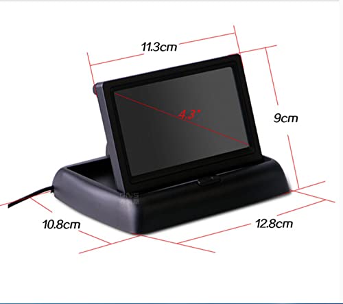 4.3" Car Auto Foldable Monitor LCD Screen Dash Stand 3M Sticker 12-24V Input Universal for Truck Auto 2 RCA Video Channels for Backup Camera/Rear View/DVD/Media Player