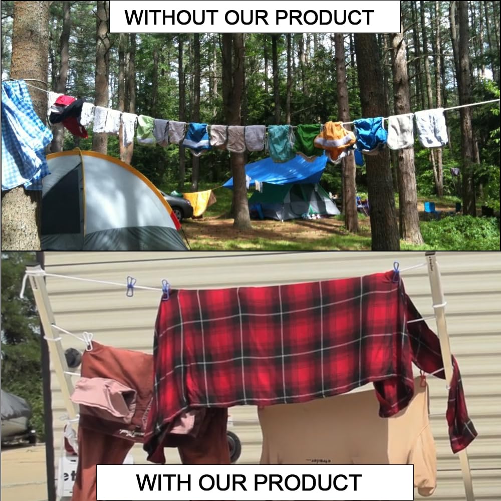 HUAALIUCHE 48" Long RV Bumper-Mounted Clothesline/Bumper Mount Versatile Clothes Line for RV