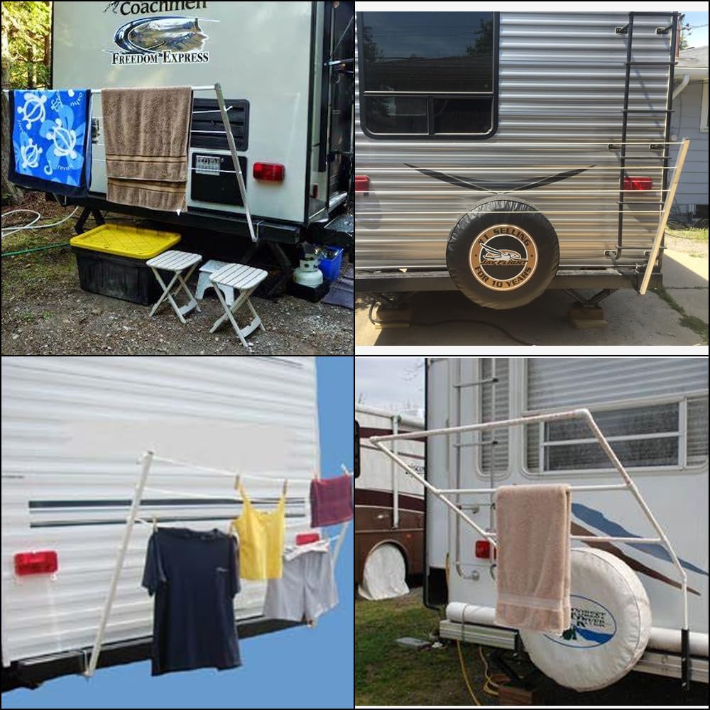 HUAALIUCHE 48" Long RV Bumper-Mounted Clothesline/Bumper Mount Versatile Clothes Line for RV