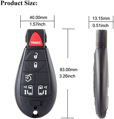 6 Button Keyless Entry Remote Car Key Fob Replacement M3N5WY783X IYZ-C01C Compatible for 2008-2014 Dodge Grand Caravan, 2008-2015 Chrysler Town & Country