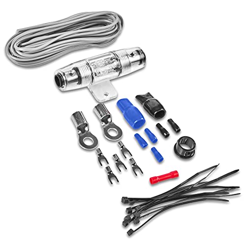 Belva BAK44BL 4 Gauge Premium (CCA) Copper Clad Aluminum Complete 4-Channel Amplifier Wiring Kit with RCA for Amplifiers up to 1200 Watts - Blue