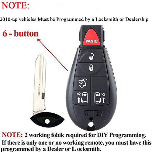 6 Button Keyless Entry Remote Car Key Fob Replacement M3N5WY783X IYZ-C01C Compatible for 2008-2014 Dodge Grand Caravan, 2008-2015 Chrysler Town & Country
