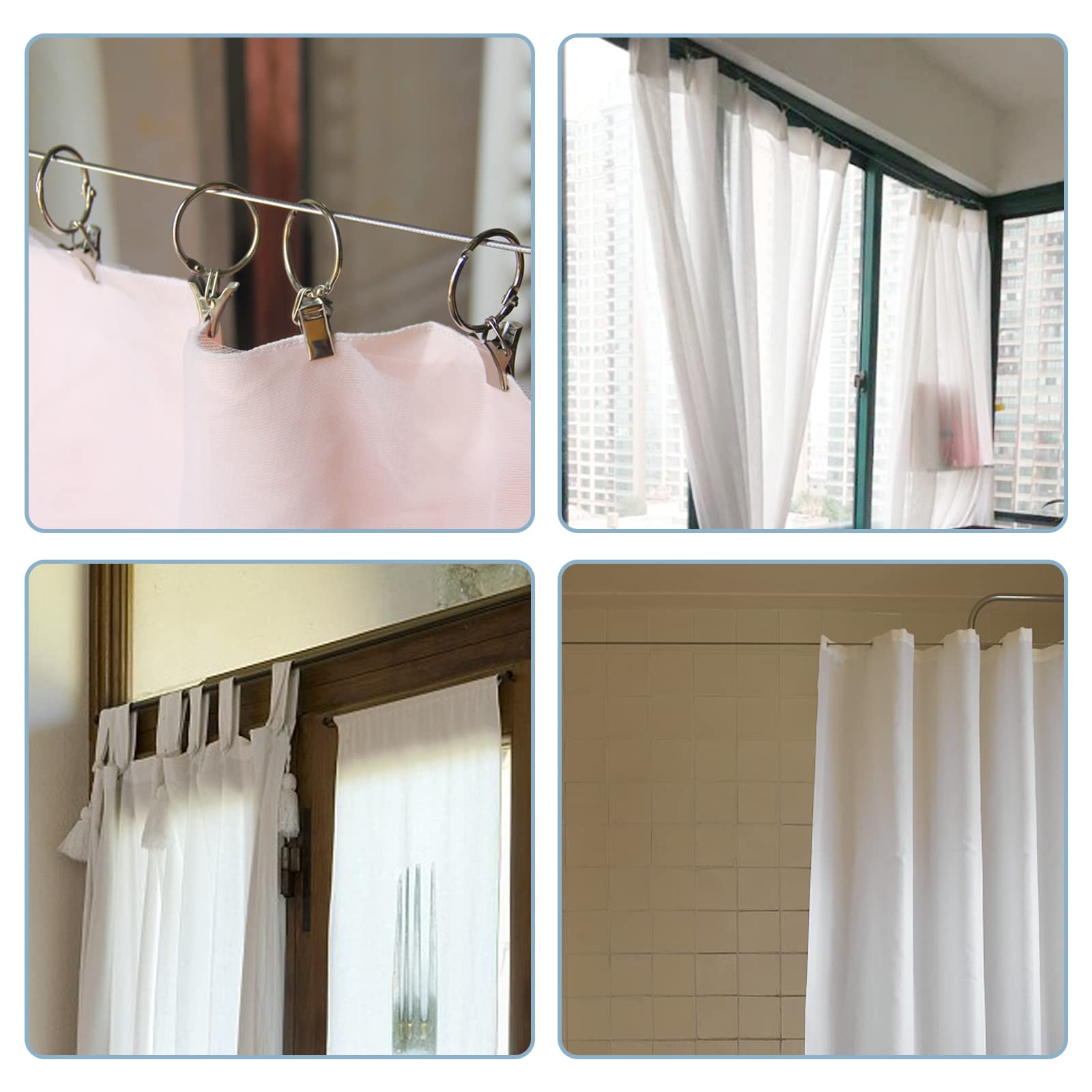 17.4FT Stainless Steel Clothes Lines for Hanging Clothes Outside - DEWEL Clothesline Heavy Duty for Wire Curtain Hanging - Windproof Anti-sag Multipurpose Outdoor Clothesline