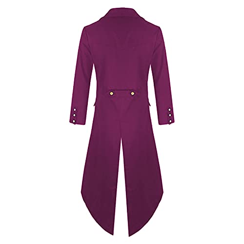 JDHUFEI Mens Gothic Costume Vintage Halloween Coat Long Sleeve Button Down Tailcoat Lapel Medieval Ball Gown Cosplay Clothes