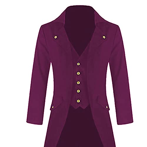 JDHUFEI Mens Gothic Costume Vintage Halloween Coat Long Sleeve Button Down Tailcoat Lapel Medieval Ball Gown Cosplay Clothes