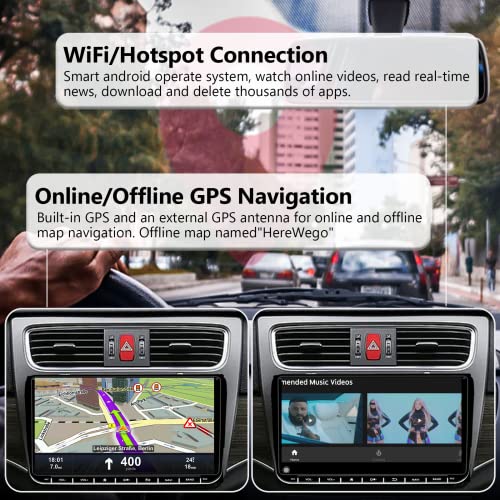 Car Stereo Radio Receiver with Wireless Apple Carplay Android Auto, 9 Inch Touch Screen with Bluetooth WiFi GPS Navigation SWC Backup Camera, for Volkswagen Jetta Skoda Golf Tiguan Passat Seat 2+32GB