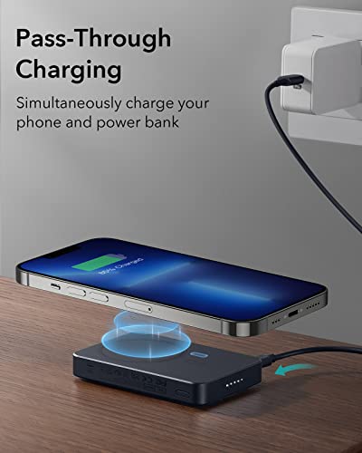 ESR MagSafe Battery Pack (HaloLock), 10,000mAh MagSafe Power Bank with USB-C Cable, Magnetic Wireless Power Bank for iPhone 14/13/12 Series, MagSafe Portable Charger, MagSafe Accessories, Black
