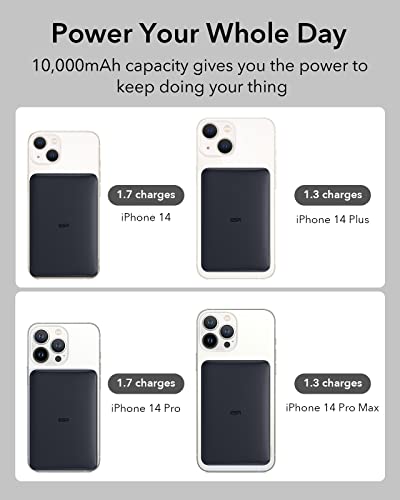 ESR MagSafe Battery Pack (HaloLock), 10,000mAh MagSafe Power Bank with USB-C Cable, Magnetic Wireless Power Bank for iPhone 14/13/12 Series, MagSafe Portable Charger, MagSafe Accessories, Black