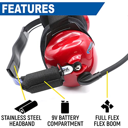 Rugged NASCAR Linkable Behind The Head Headsets for Race Fan Racing Radios Electronics Communications – Connects to Scanners