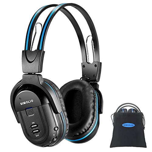 SIMOLIO Vehicle Headphones for Car DVD, Foldable Car Headphones for Rear Entertainment System, Durable IR Headphones for Kids, Wireless Infrared Headphones with 3.5mm AUX Cable and Share Port