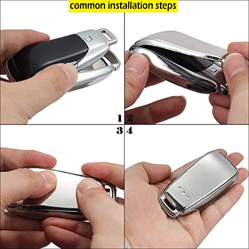 Lcyam Key Fob Cover Smooth Durable Remote Case Fits for Mercedes-Benz A220 E63S AMG E-Class GLE 350 4MATIC E300 E400 E43 W213 Smart Key 2019 2020 2021, Black