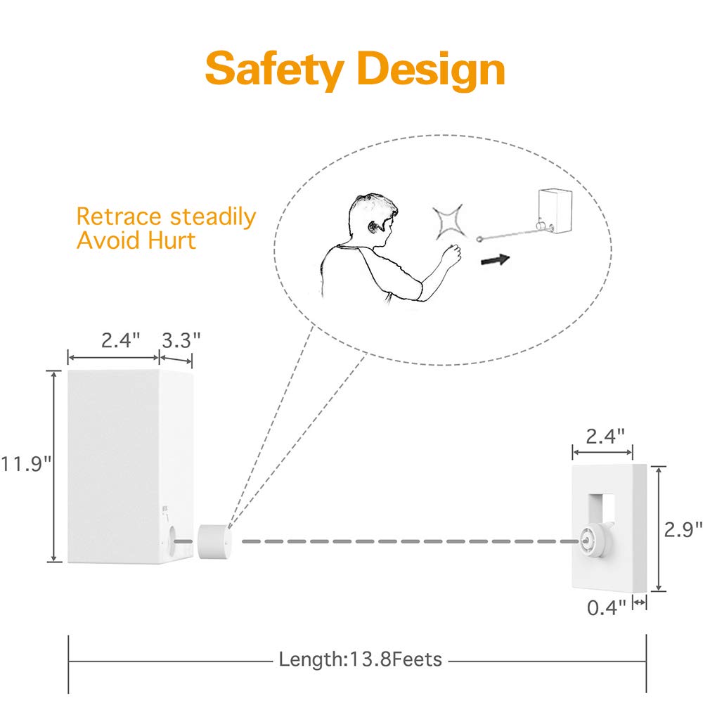 JOOM Retractable Clothesline Indoor Clothes Lines retracting | Heavy Duty for Drying Laundry line Outdoor|Wall Mounted Stainless Steel 13.8Feet (One line,Gold)