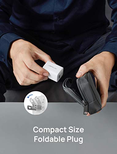 USB C Charger Block, JSAUX 20W Dual Port Fast Charger, USB Type C PD and QC 3.0 Foldable Wall Charger Plug Mini Adapter for iPhone 14 13 12 Pro Max SE, Apple Watch Series 7, iPad Pro Air, Airpods