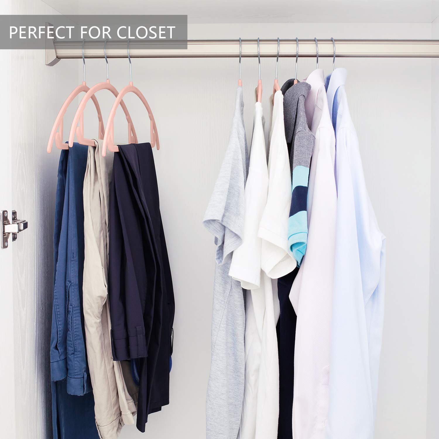 MIZGI Premium Velvet Hangers (Pack of 50) Heavyduty- Non Slip No Shoulder Bump Suit Hangers - Chrome Hooks,Space Saving Clothes Hangers,Rounded Hangers for Coat,Sweater,Jackets,Pants