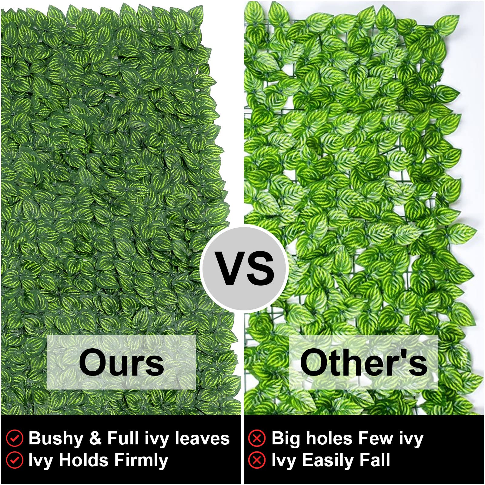 U'Artlines Artificial Ivy Privacy Fence 118x39.5Inch Faux Ivy Leaf Wall with 100Pcs Zip Ties Artificial Hedge Fence Panel for Backyard Garden Balcony Patio Outdoor Decor