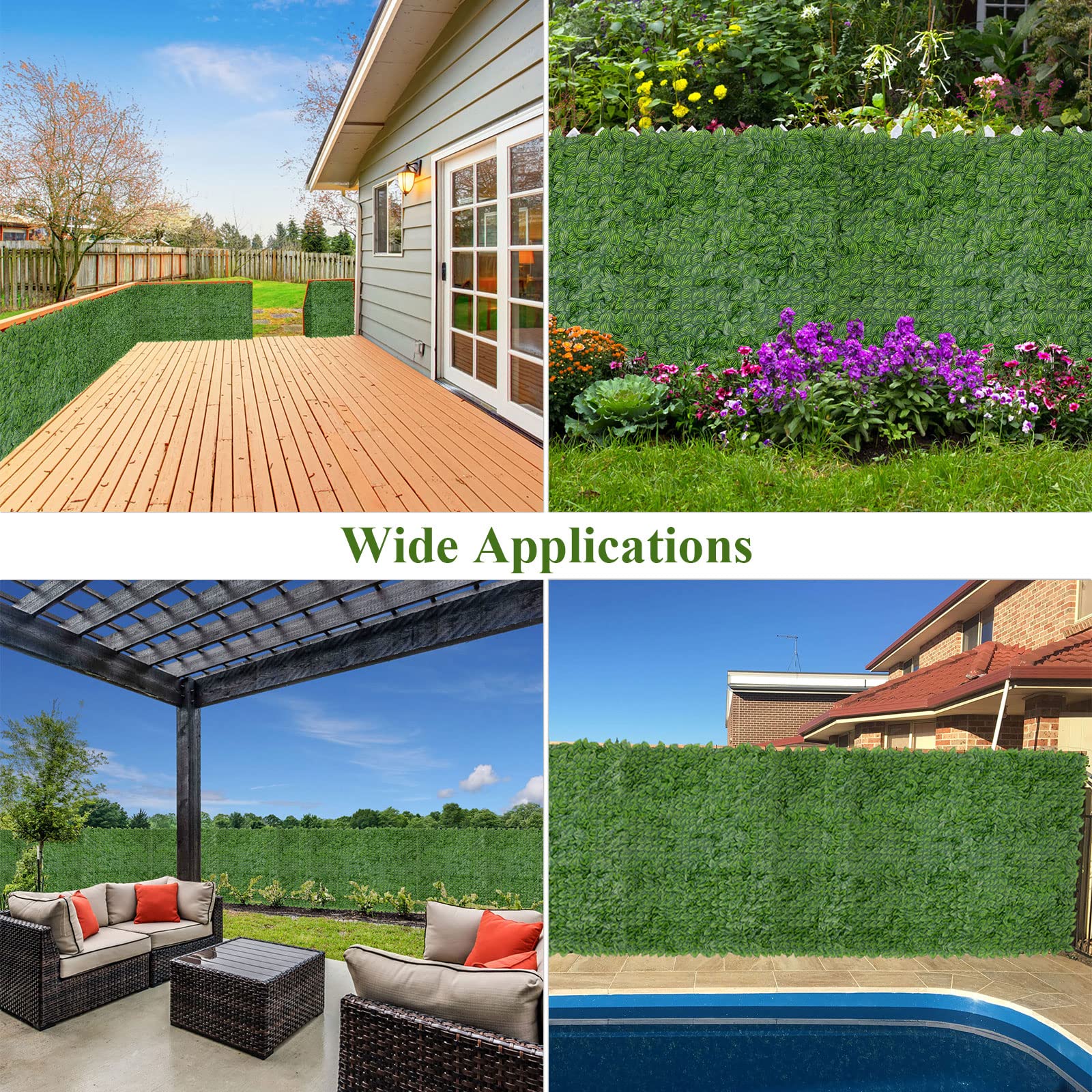 U'Artlines Artificial Ivy Privacy Fence 118x39.5Inch Faux Ivy Leaf Wall with 100Pcs Zip Ties Artificial Hedge Fence Panel for Backyard Garden Balcony Patio Outdoor Decor