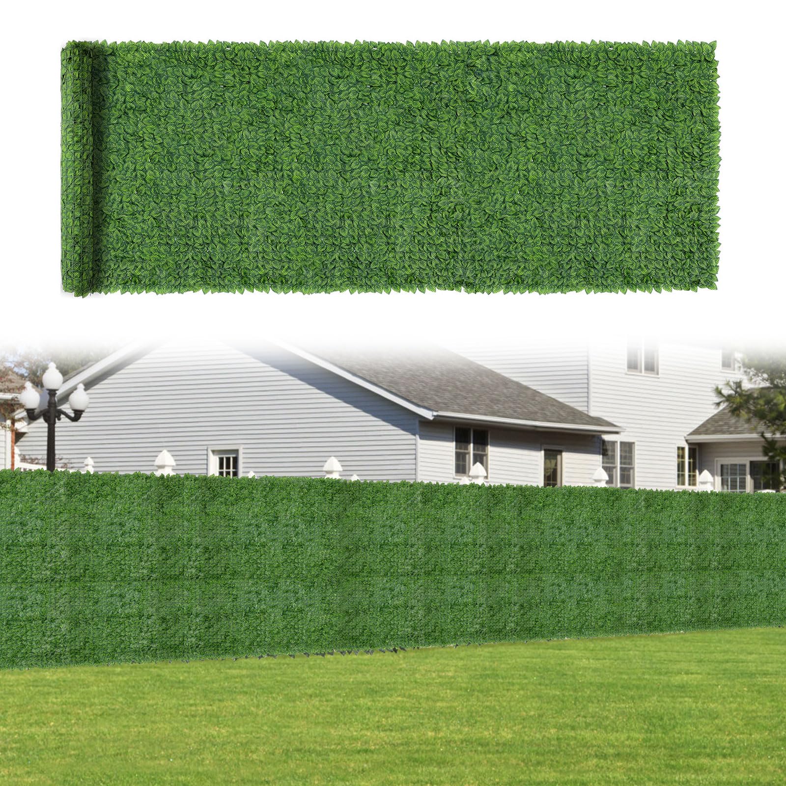 U'Artlines Artificial Ivy Privacy Fence 118x39.5Inch Faux Ivy Leaf Wall with 100Pcs Zip Ties Artificial Hedge Fence Panel for Backyard Garden Balcony Patio Outdoor Decor