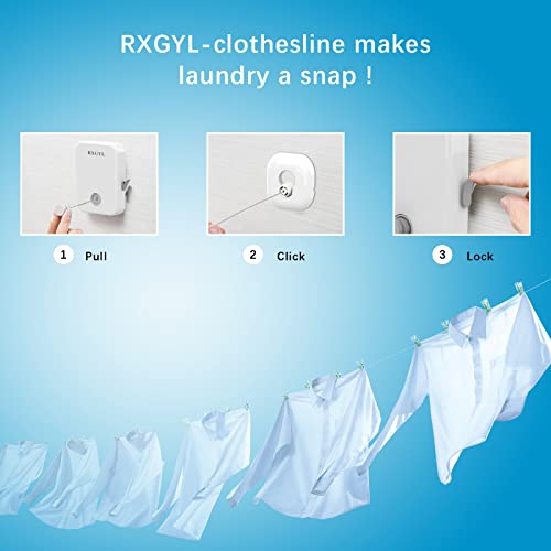 Retractable Clothesline Indoor Outdoor Clothes Line 14ft, Wall Mounted Heavy Duty Retractable Clothesline Laundry Line Retractable Can Hanging Clothes 55lb, Clothes Drying line Best Gift for Family