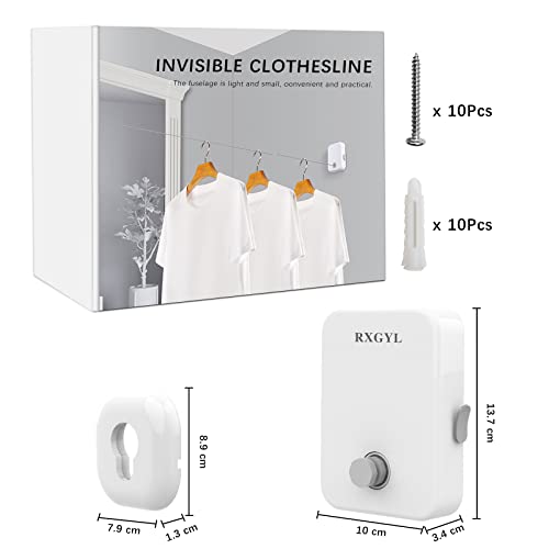 Retractable Clothesline Indoor Outdoor Clothes Line 14ft, Wall Mounted Heavy Duty Retractable Clothesline Laundry Line Retractable Can Hanging Clothes 55lb, Clothes Drying line Best Gift for Family
