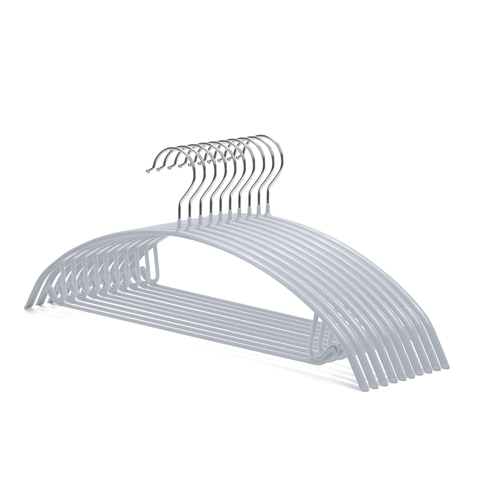Nature Smile Non Slip PVC Coating Sweater Hangers,Dress Suit Coat Hangers,Shoulder Bump Free Golf T Shirts Clothes Hangers (Silvery Grey Color 10 Pack)