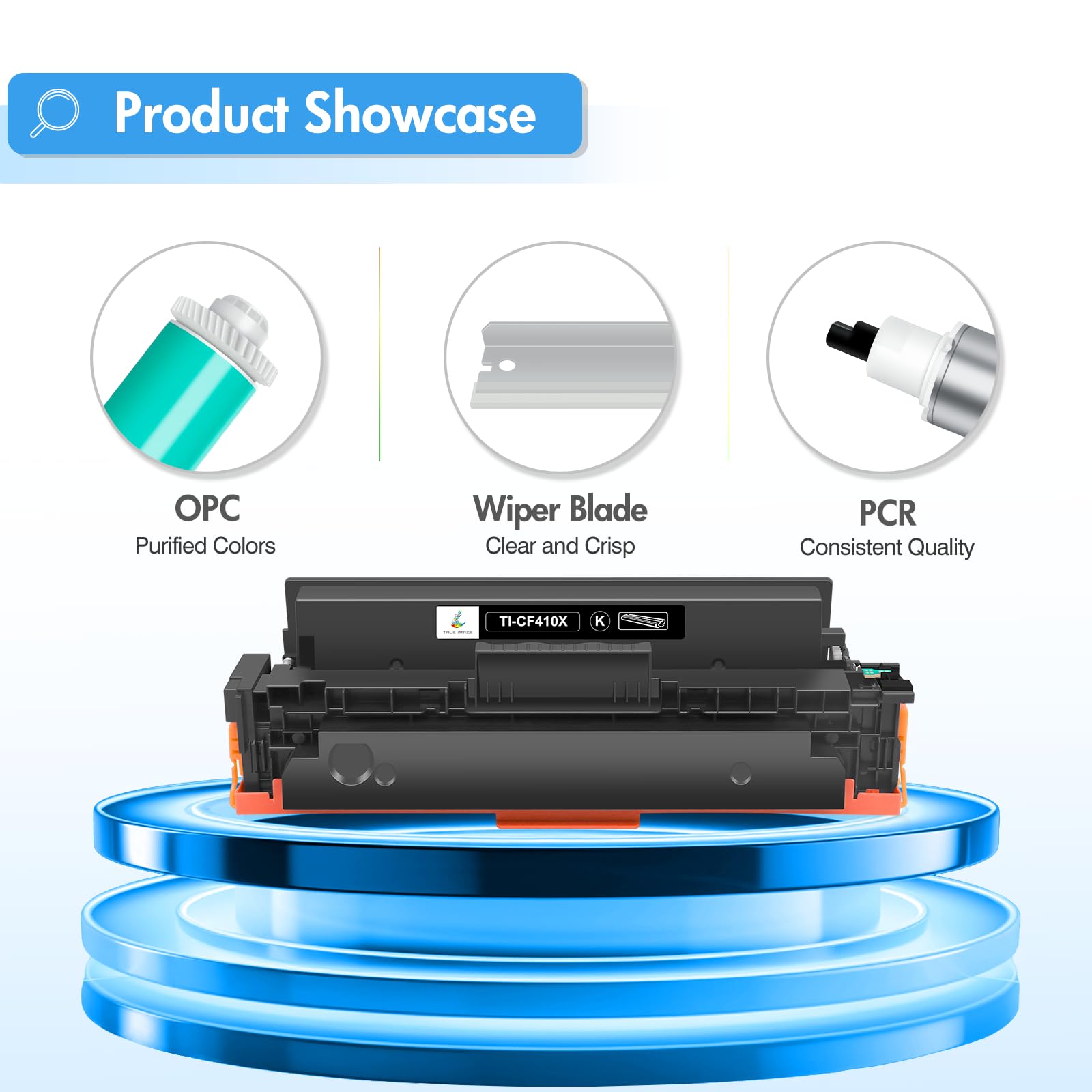 TRUE IMAGE Compatible Toner Cartridge Replacement for HP 410X 410A CF410X CF411X CF412X CF413X to use with Color Pro MFP M477fdw M477fdn M477fnw Pro M452dn M452nw M452dw Printer Toner Ink (4 Pack)