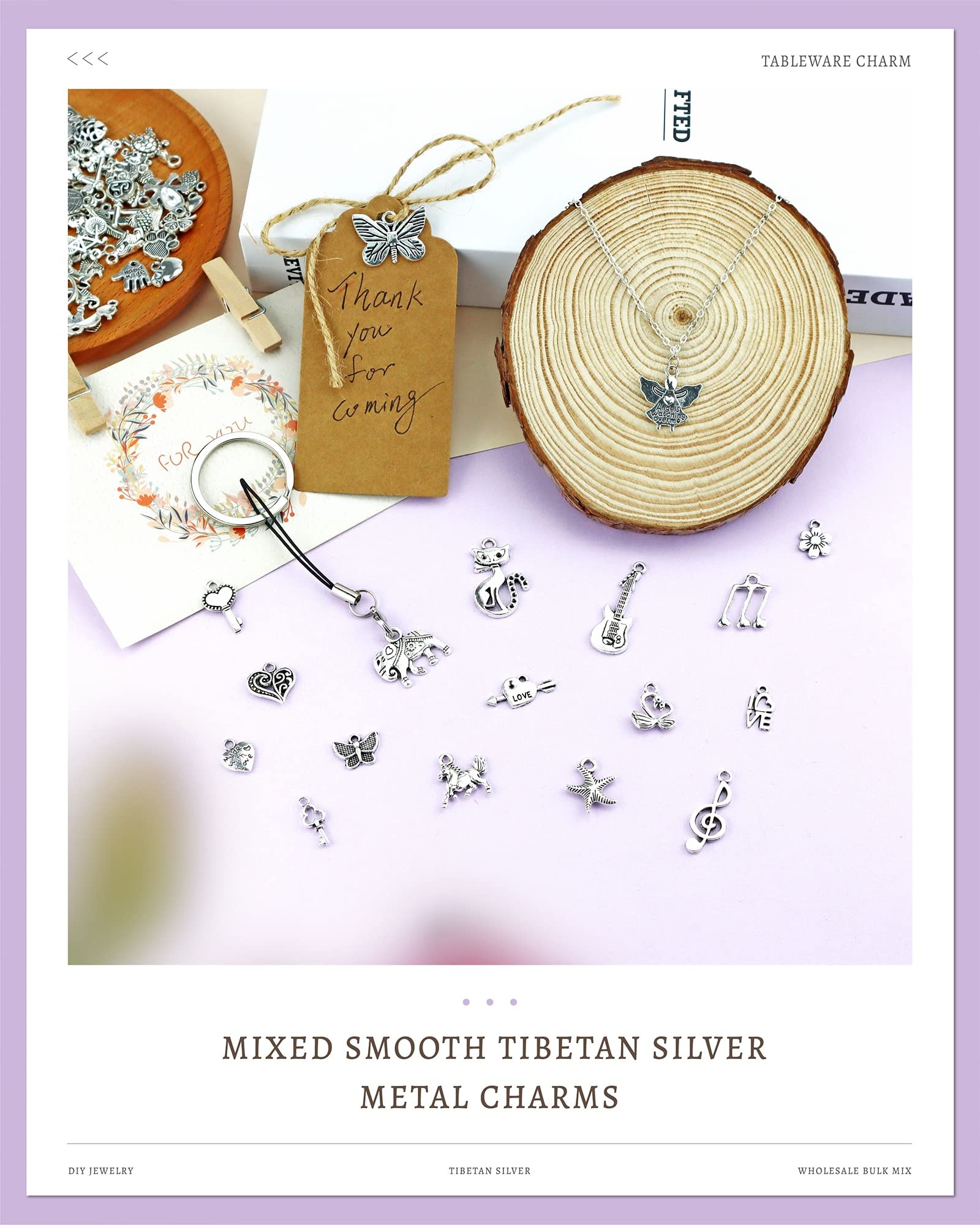 Wholesale Bulk Lots Jewelry Making Silver Charms Mixed Smooth Tibetan Silver Metal Charms Pendants DIY for Necklace Bracelet Jewelry Making and Crafting, JIALEEY 100 PCS
