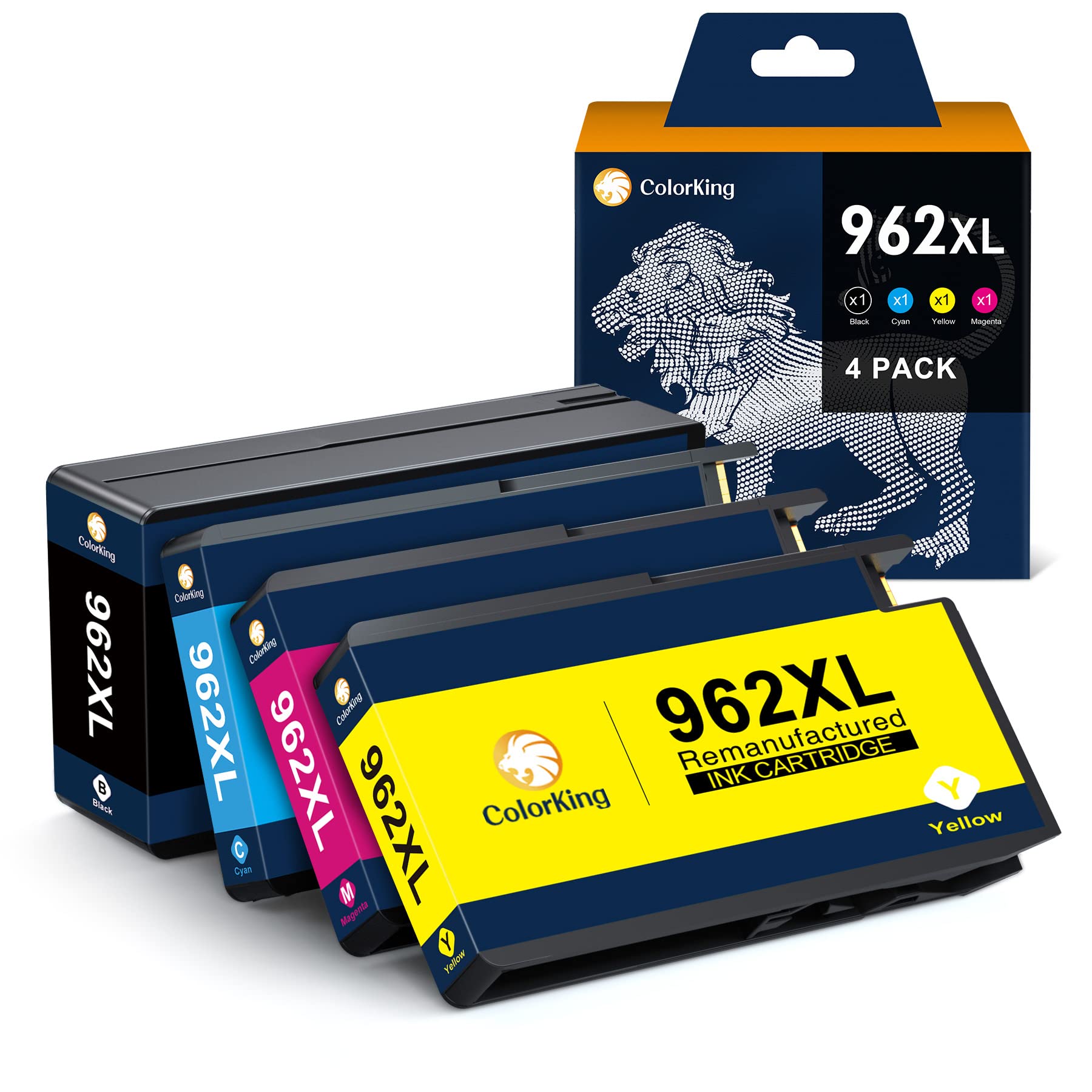 Remanufactured Ink Cartridge Replacement for HP 962XL 962 XL for HP OfficeJet Pro 9015 9025 9010 9018 9020 9012 Printer HP962 962 XL 962XL Ink (4 Combo Pack)