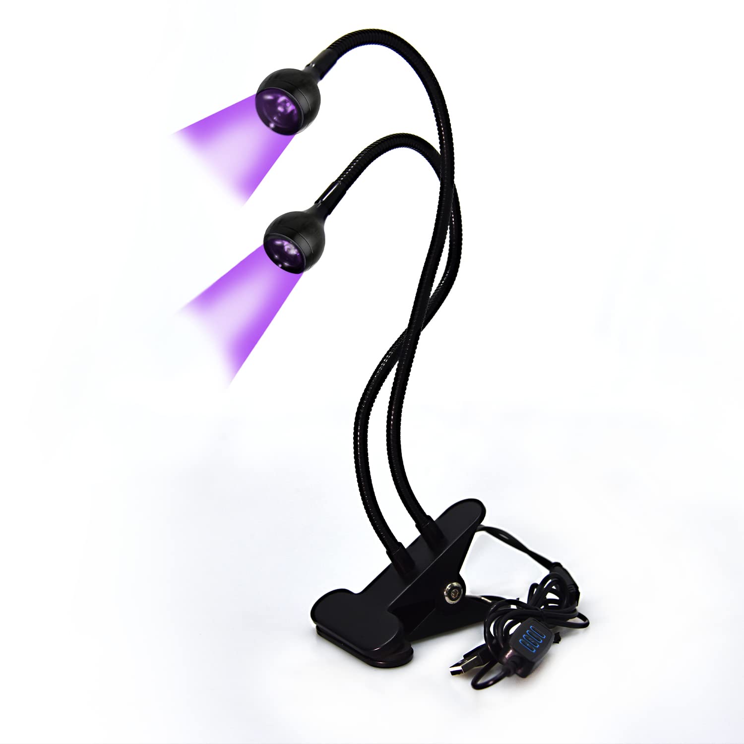 EUGOBRTEN 3W 395NM USB LED Black Light with Clamp, Flexible 360 Degree Gooseneck, Portable Adjustable Purple Lamp for Fluorescent Pattern, Background Light