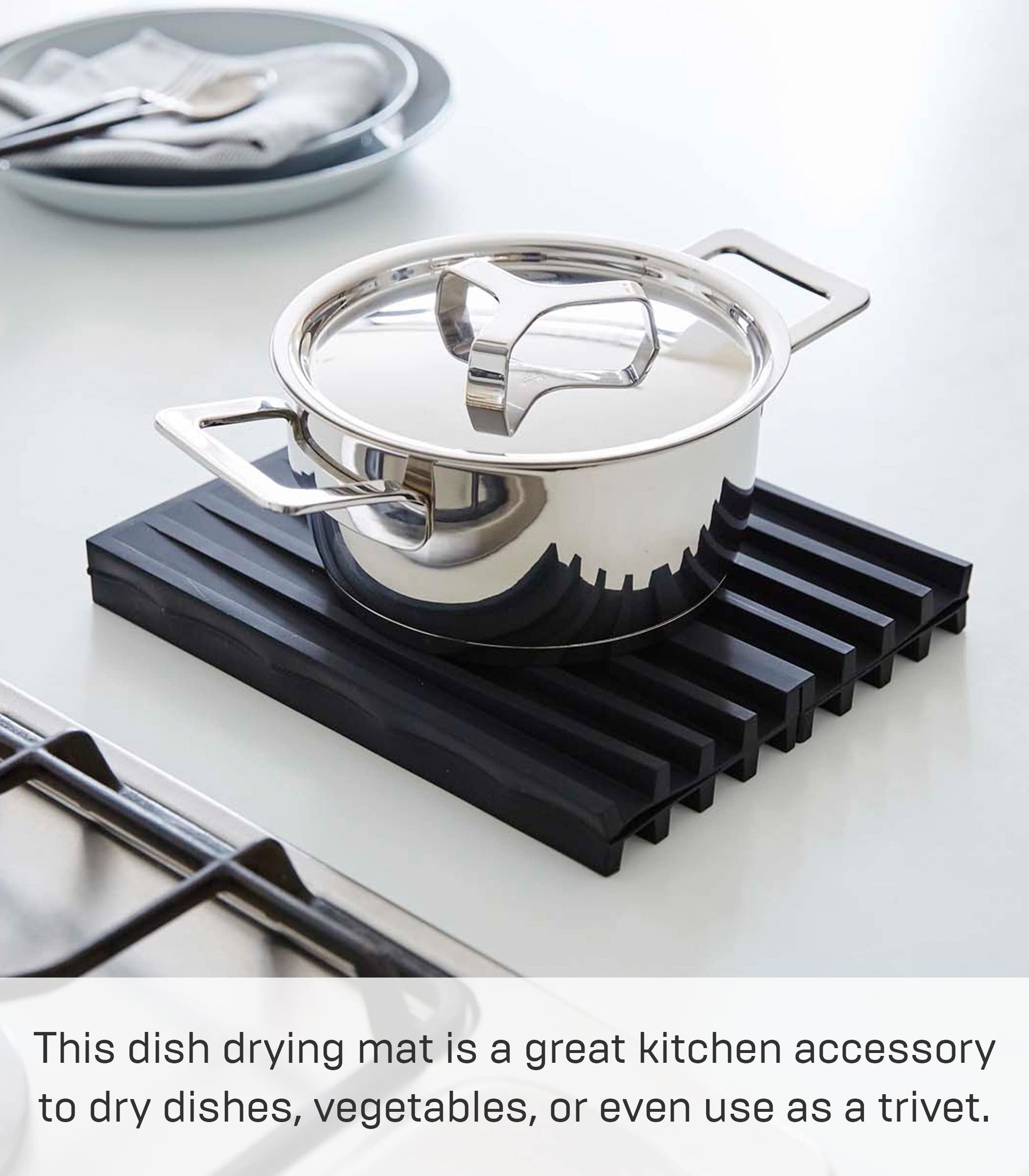 Yamazaki Home Tower Foldable Drainer Tray β Kitchen Dish Drying Mat