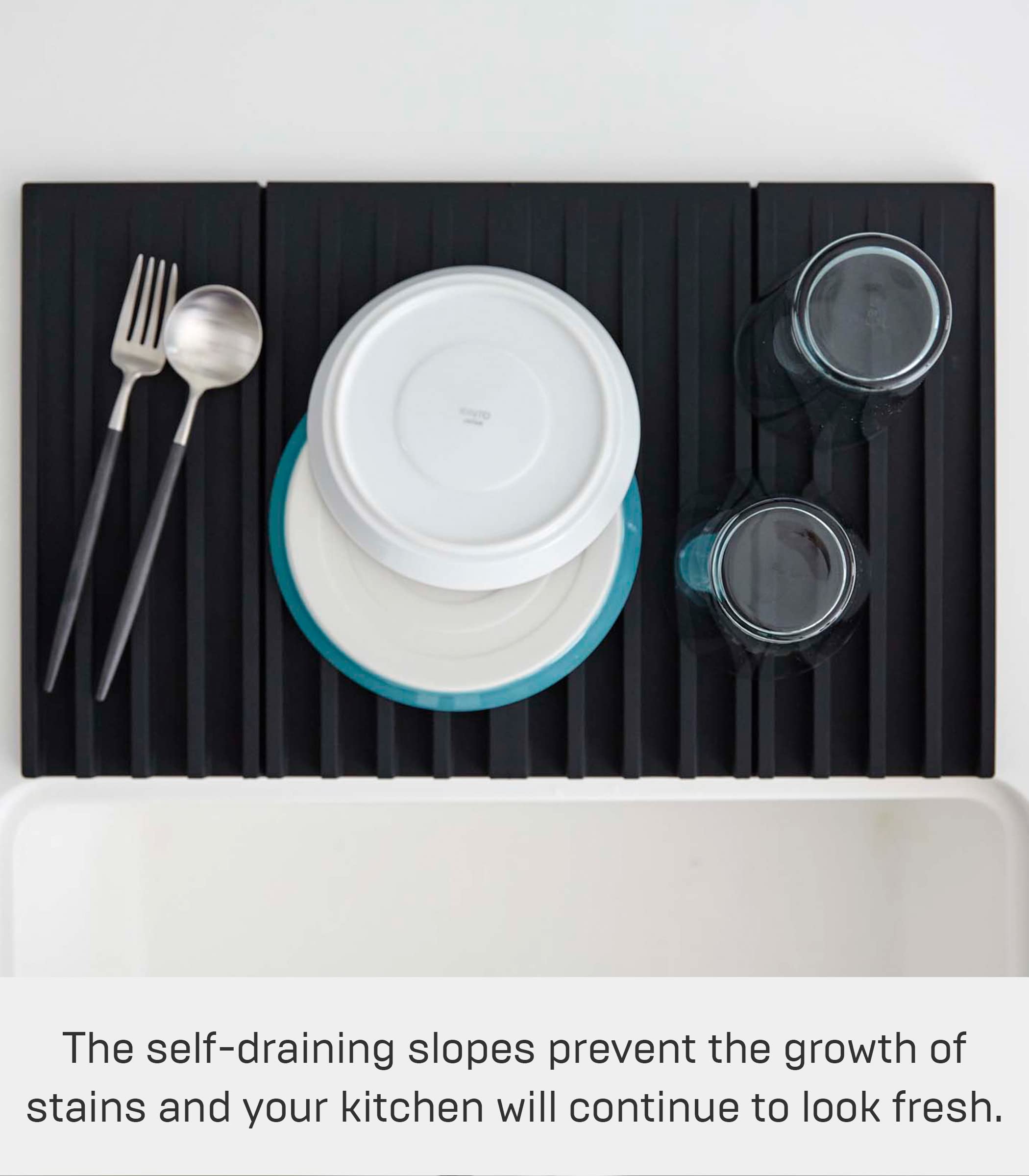 Yamazaki Home Tower Foldable Drainer Tray β Kitchen Dish Drying Mat