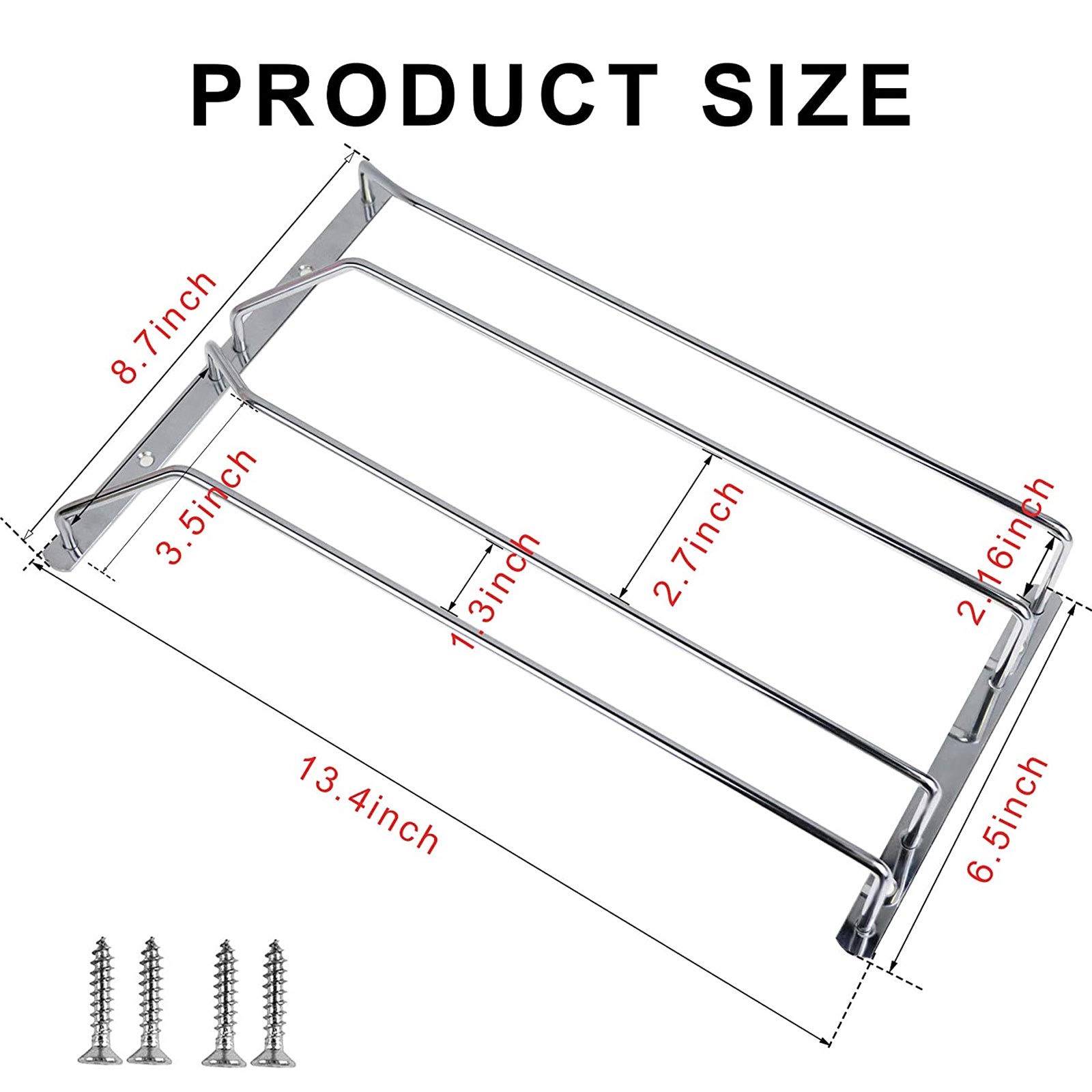 Newthinking Wine Glass Rack Under Cabinet, Stainless Steel Stemware Rack Hanging Stemware Holder for Cabinet Kitchen Bar (Double Row)