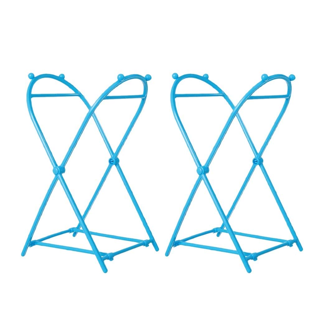 Hemoton 2pcs Trash Bag Holder Rack Foldable Garbage Bag Bracket Stand Rubbish Bag Support Rack Dishcloth Organizer Rack for Bathroom Kitchen (Blue)