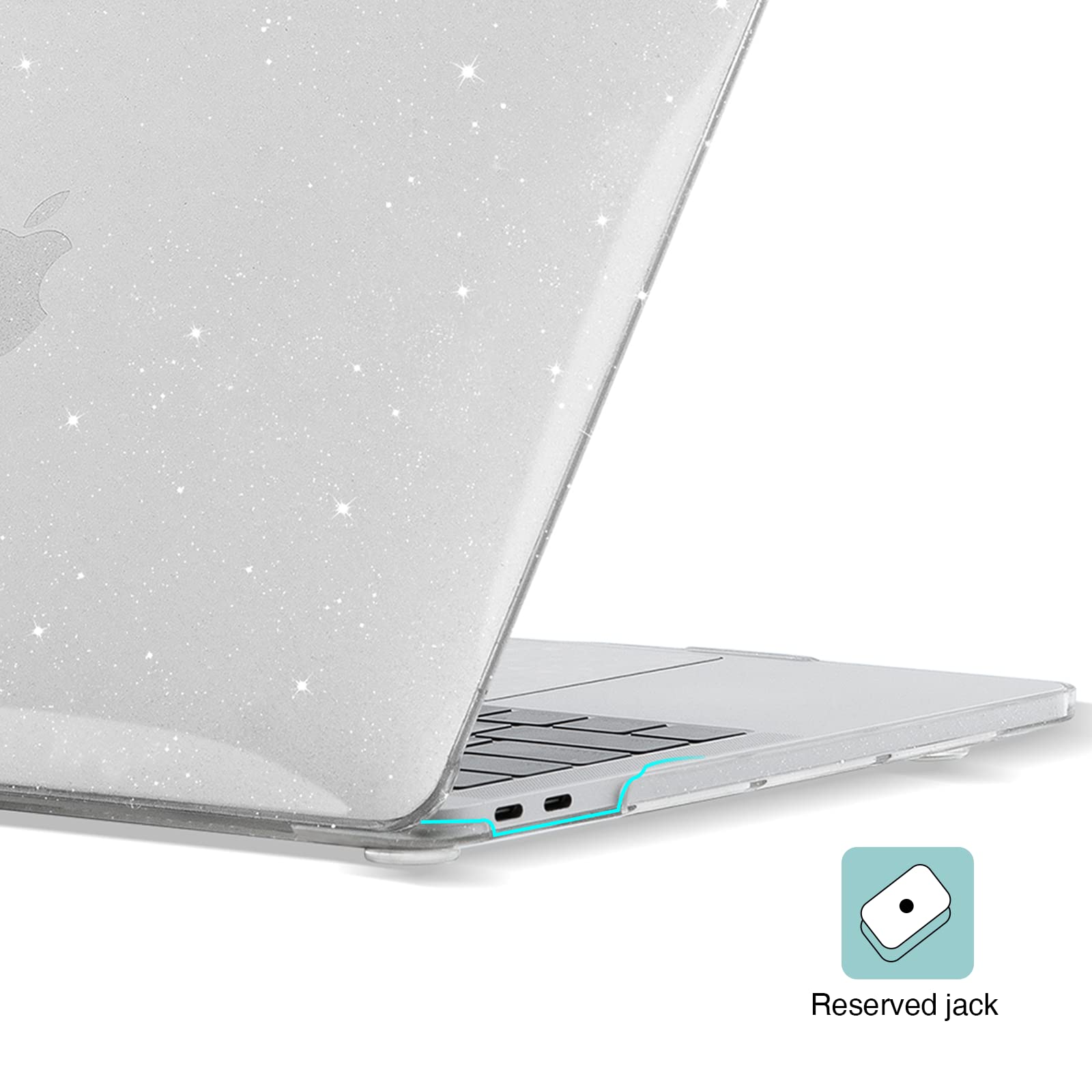 EooCoo Glitter Hard Case Compatible with MacBook Air 13 inch Case 2021 2020 2019 2018 M1 A2337 A2179 A1932 with Retina Display Touch ID, Case + TPU Keyboard Cover + Screen Protector - Sparkly Clear